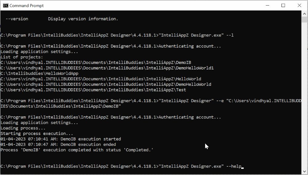Command Line Interface IntelliBuddies Documentation Portal