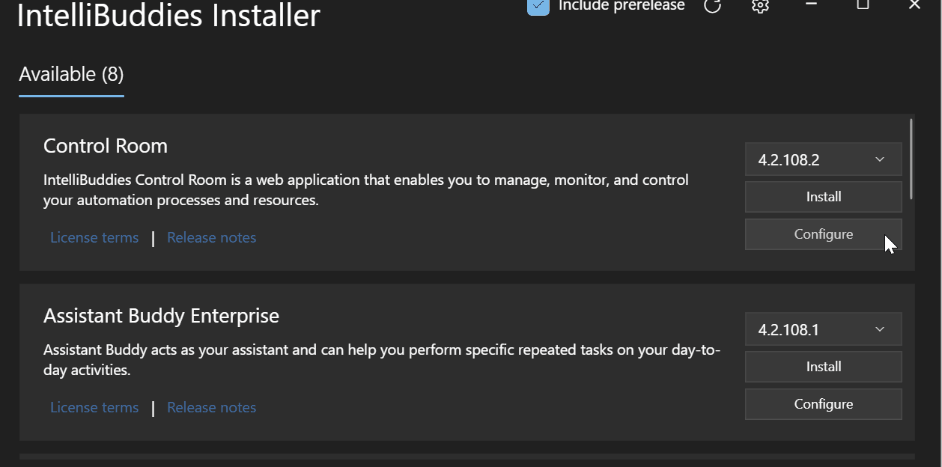 Web Installer - Control Room Configuration | IntelliBuddies® Documentation Portal